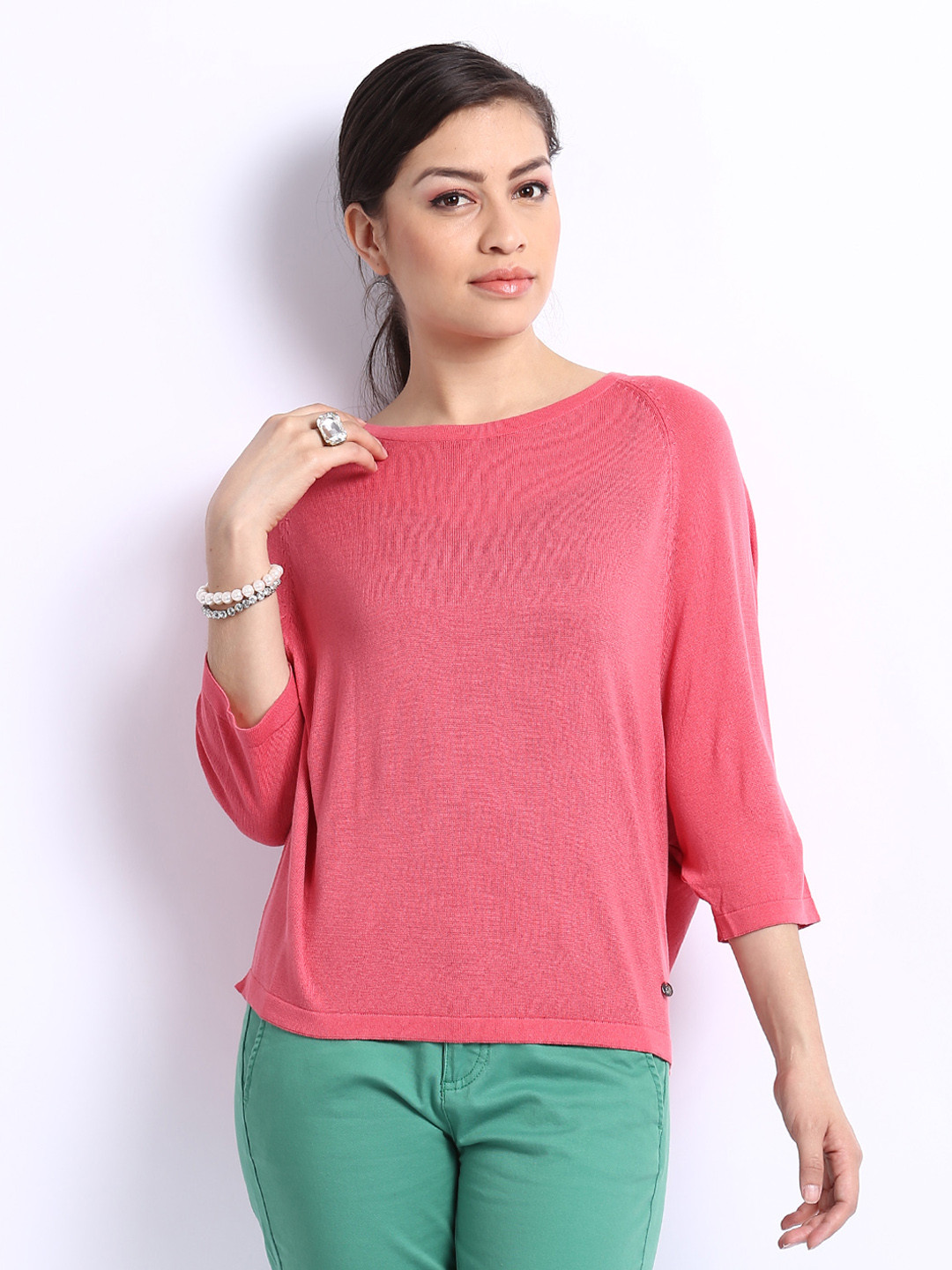 Buy United Colors Of Benetton Women Coral Pink Top - Tops for Women ...