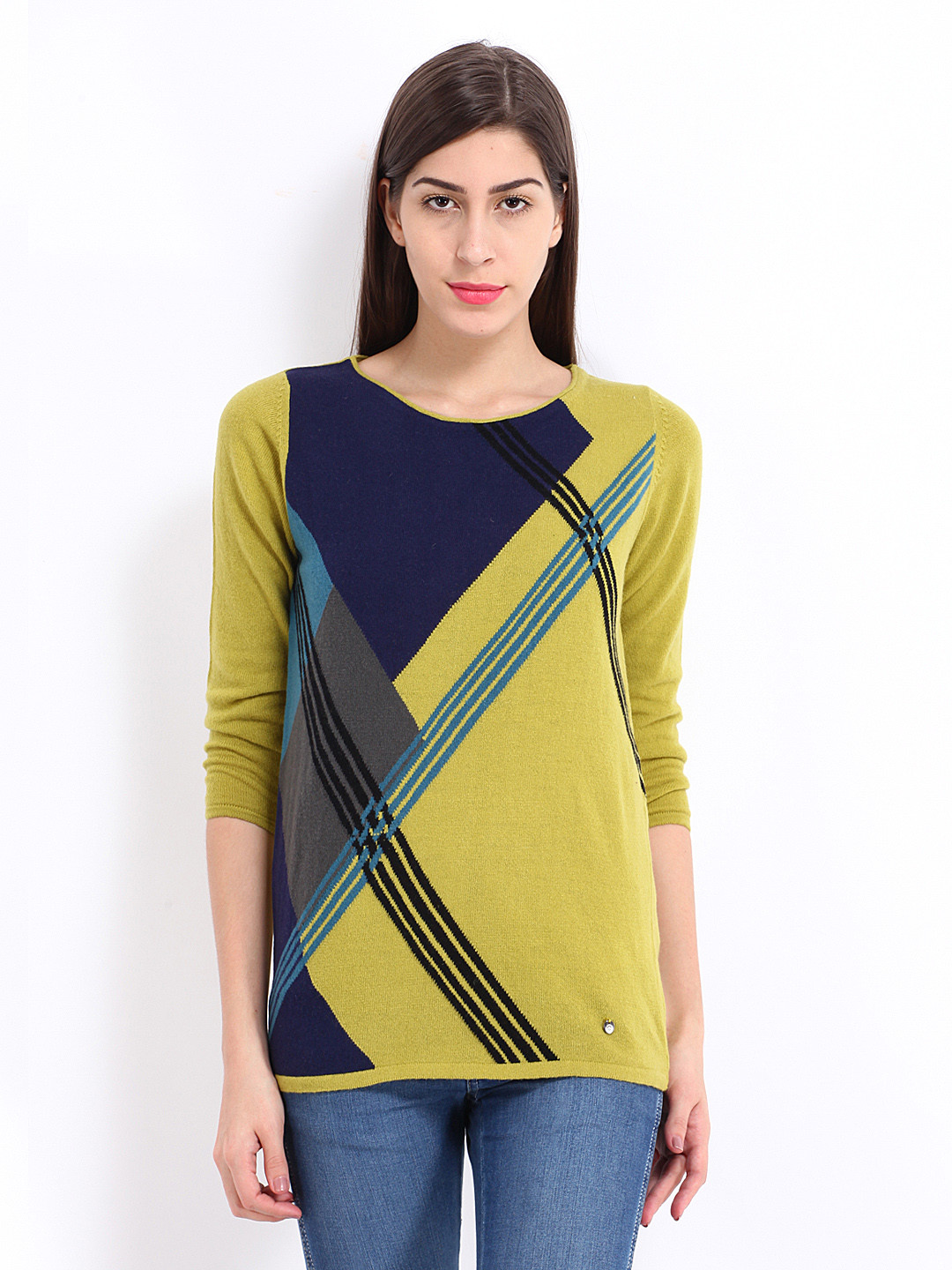 Buy United Colors Of Benetton Women Chartreuse Yellow Wool Blend ...