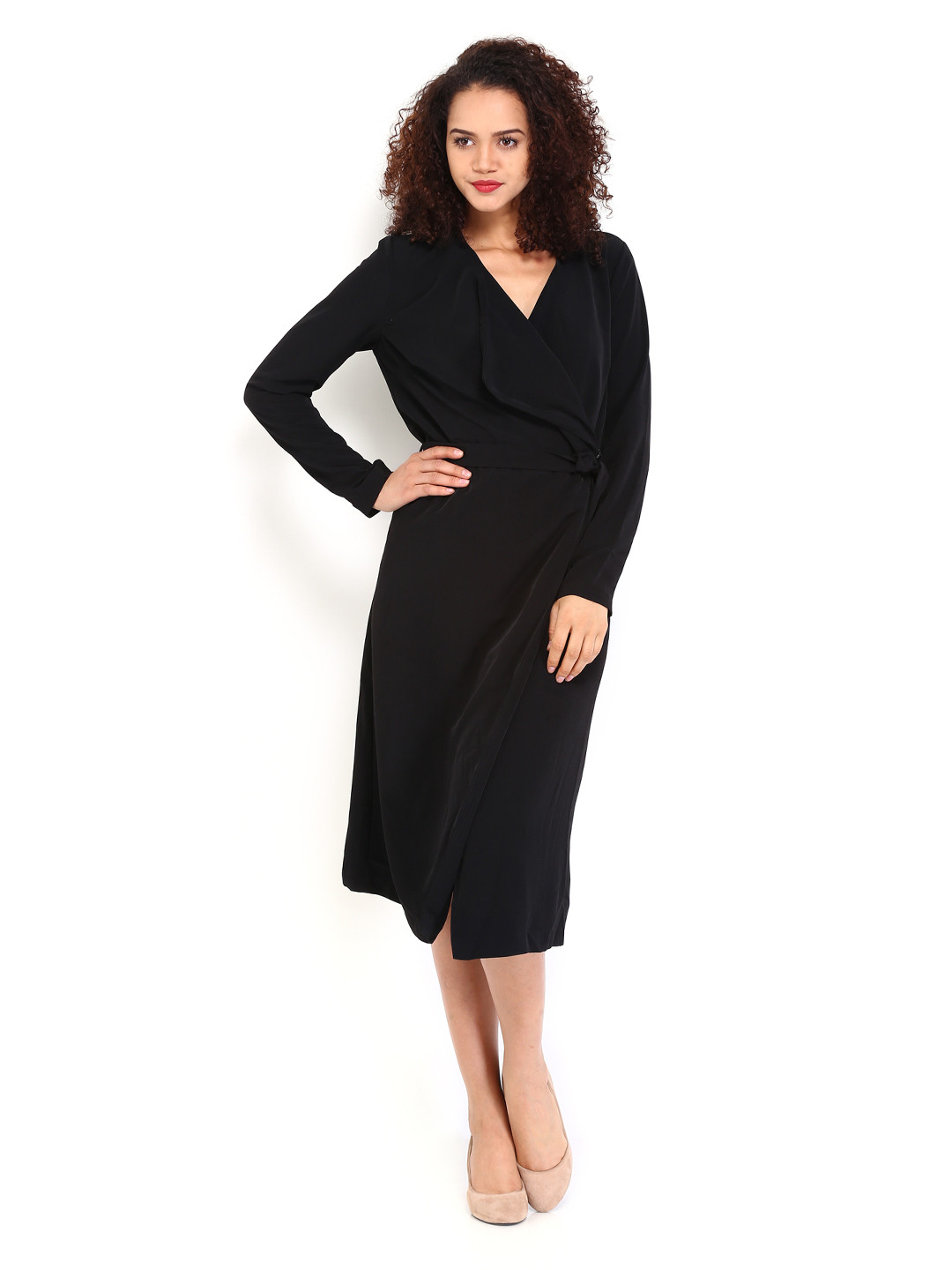 Buy Vero Moda Black Wrap Dress - Dresses for Women 416996 | Myntra