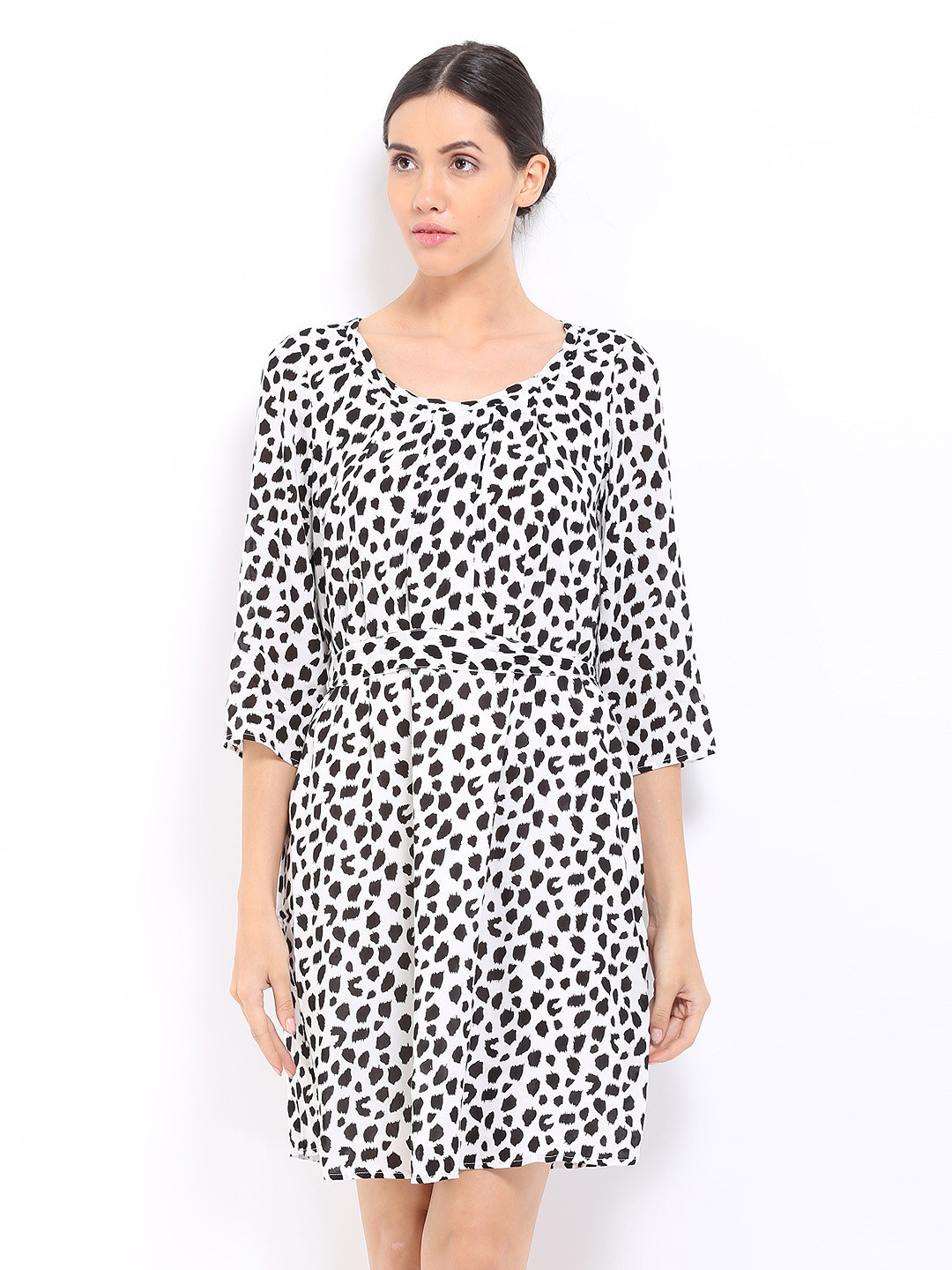 Buy Vero Moda White & Black Leopard Print Shift Dress - Dresses for ...