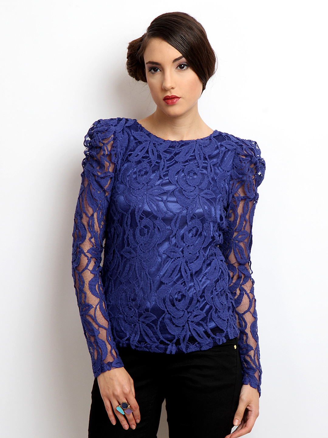 Buy Vero Moda Women Blue Lace Top - Tops for Women 188599 | Myntra
