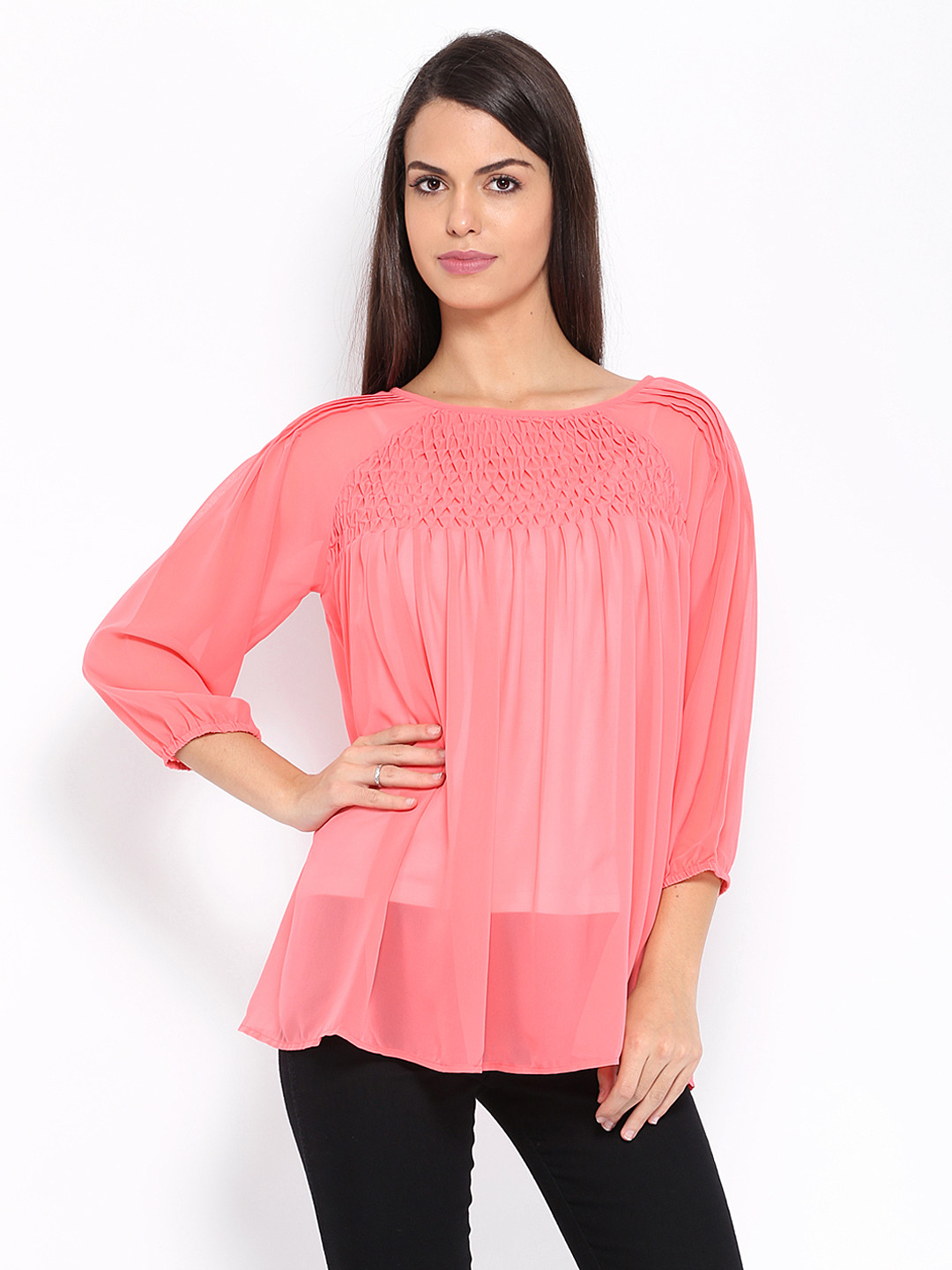 Buy Vero Moda Women Coral Pink Top - Tops for Women 320857 | Myntra