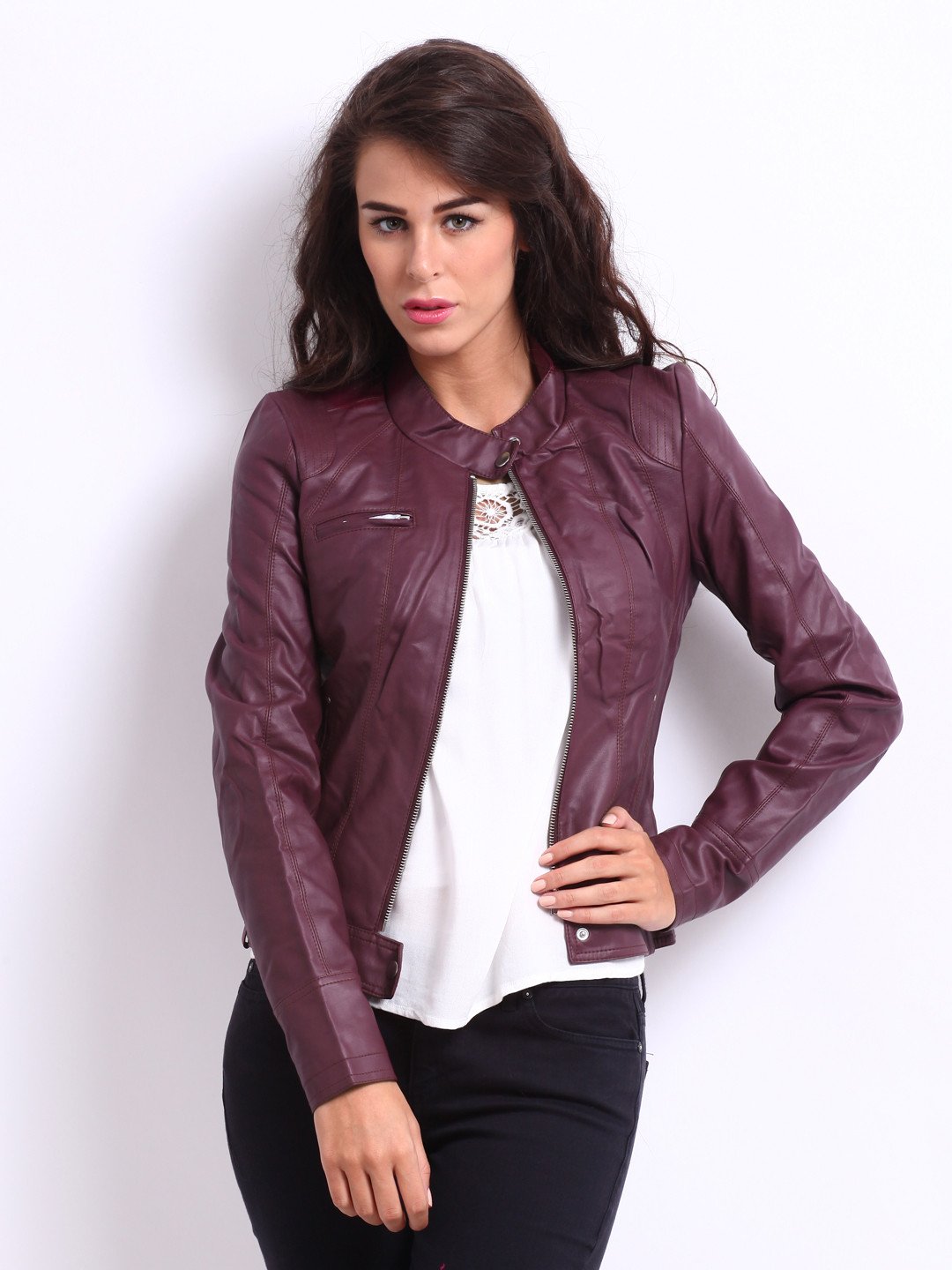 Buy Vero Moda Women Burgundy Dawn Jacket - Jackets for Women 197372 ...