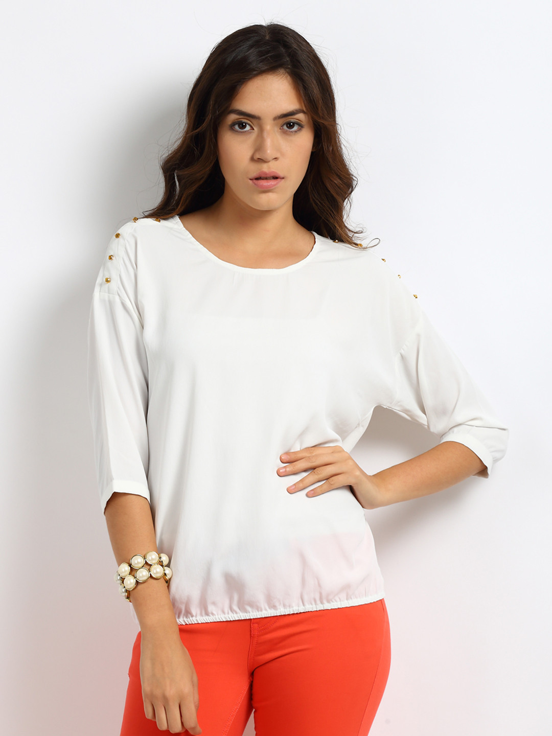 Buy Vero Moda Women White Studded Top - Tops for Women 188327 | Myntra
