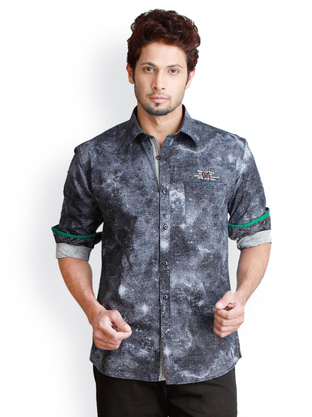 Buy Volume Zero Men Black Slim Fit Casual Shirt - Shirts for Men 530729 ...