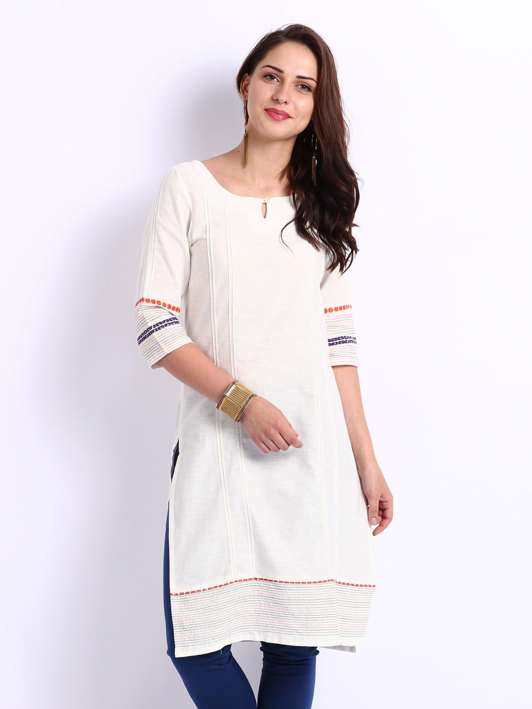 Buy W Women Off White Kurta - Kurtas for Women 253693 | Myntra