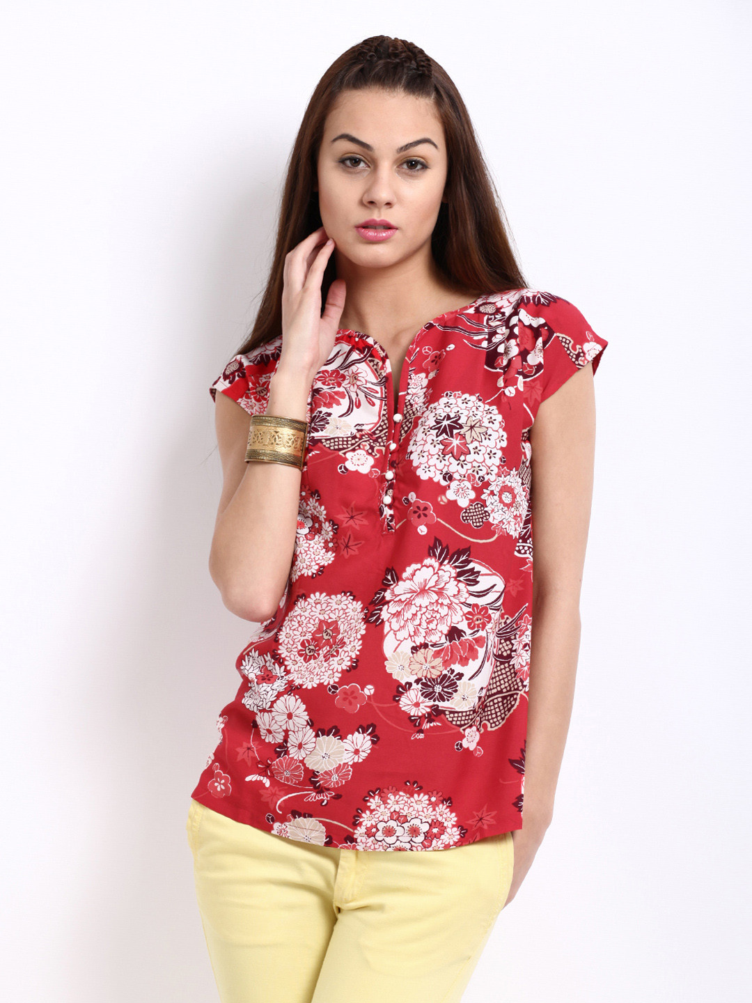 Buy W Women Red & White Floral Print Top - Tops for Women 153337 | Myntra