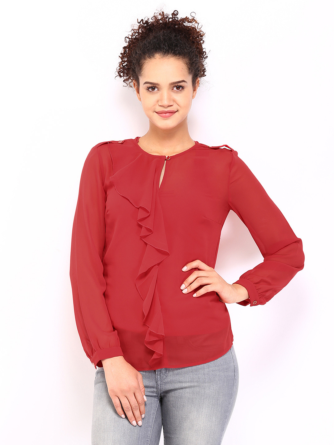 Buy Wills Lifestyle Women Red Formal Top - Tops for Women 391594 | Myntra
