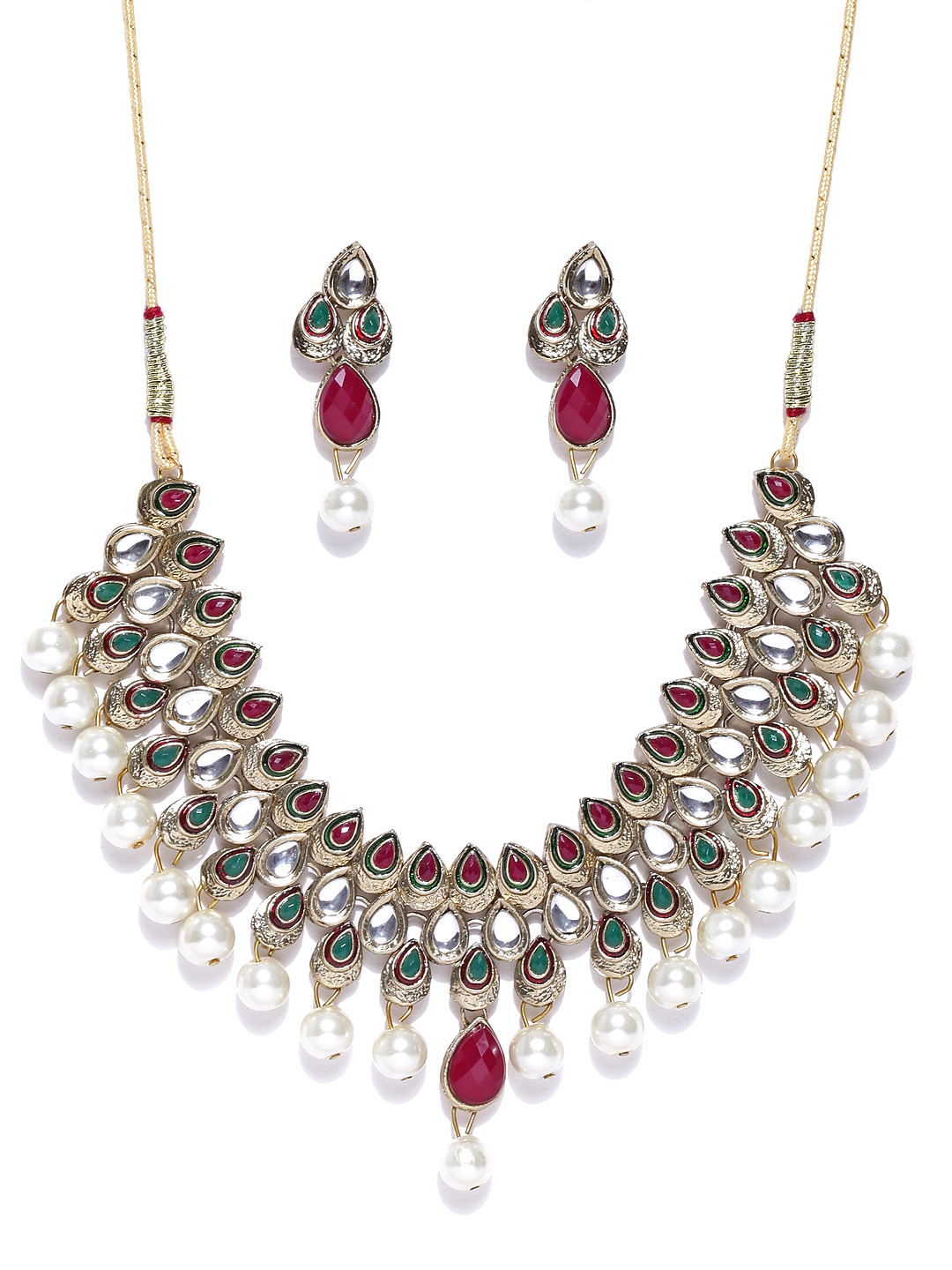 Buy Zaveri Pearls Multicoloured Gold Plated Jewellery Set - Jewellery ...
