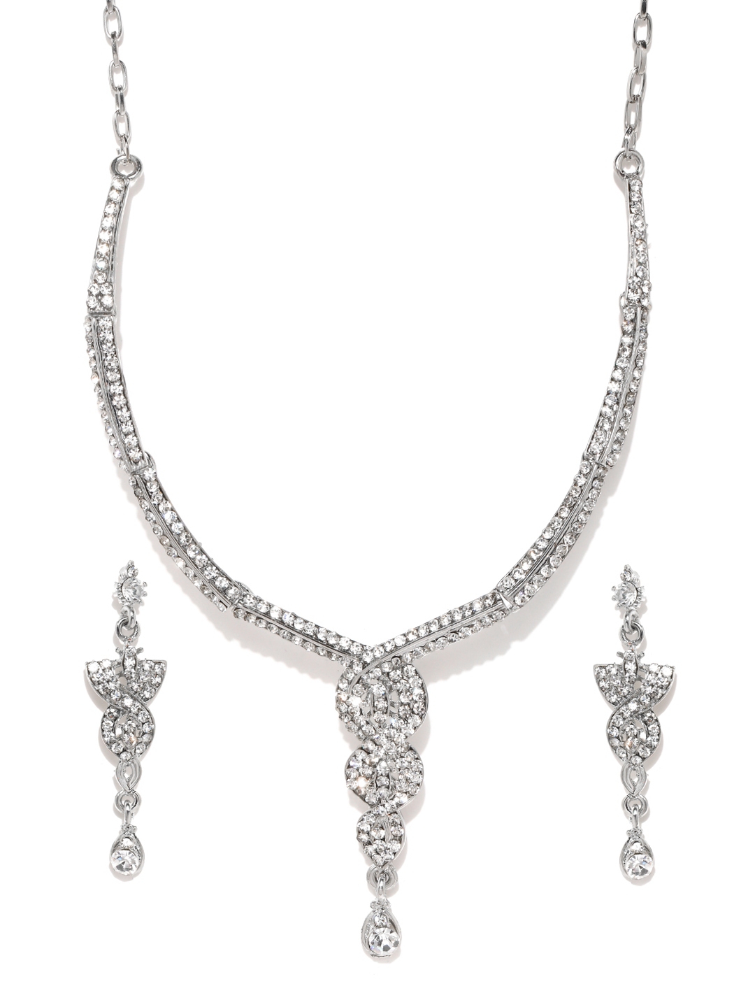 Buy Zaveri Pearls Silver Plated Jewellery Set Jewellery Set For Women