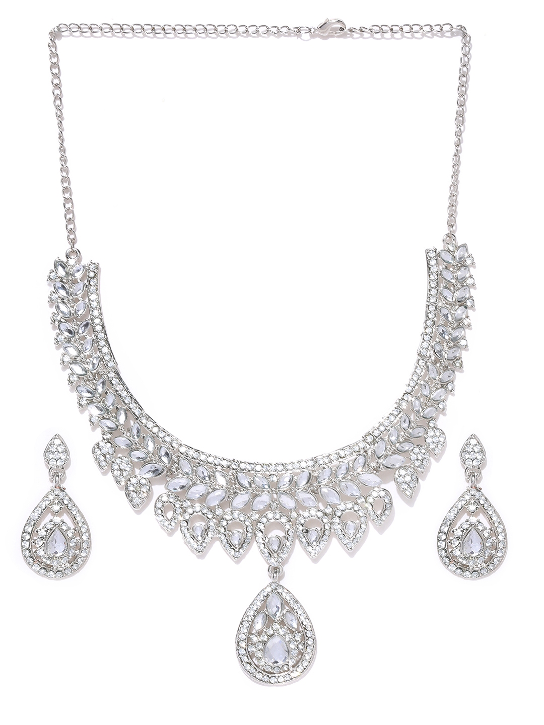 Buy Zaveri Pearls Silver Plated Jewellery Set Jewellery Set For Women