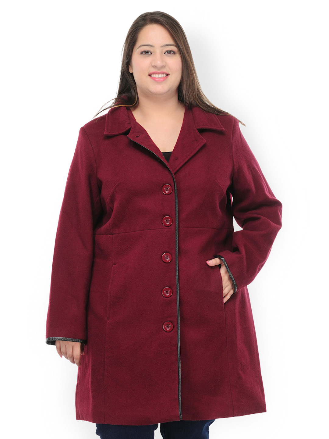 Buy PlusS Women Maroon Coat - Coats for Women 560245 | Myntra
