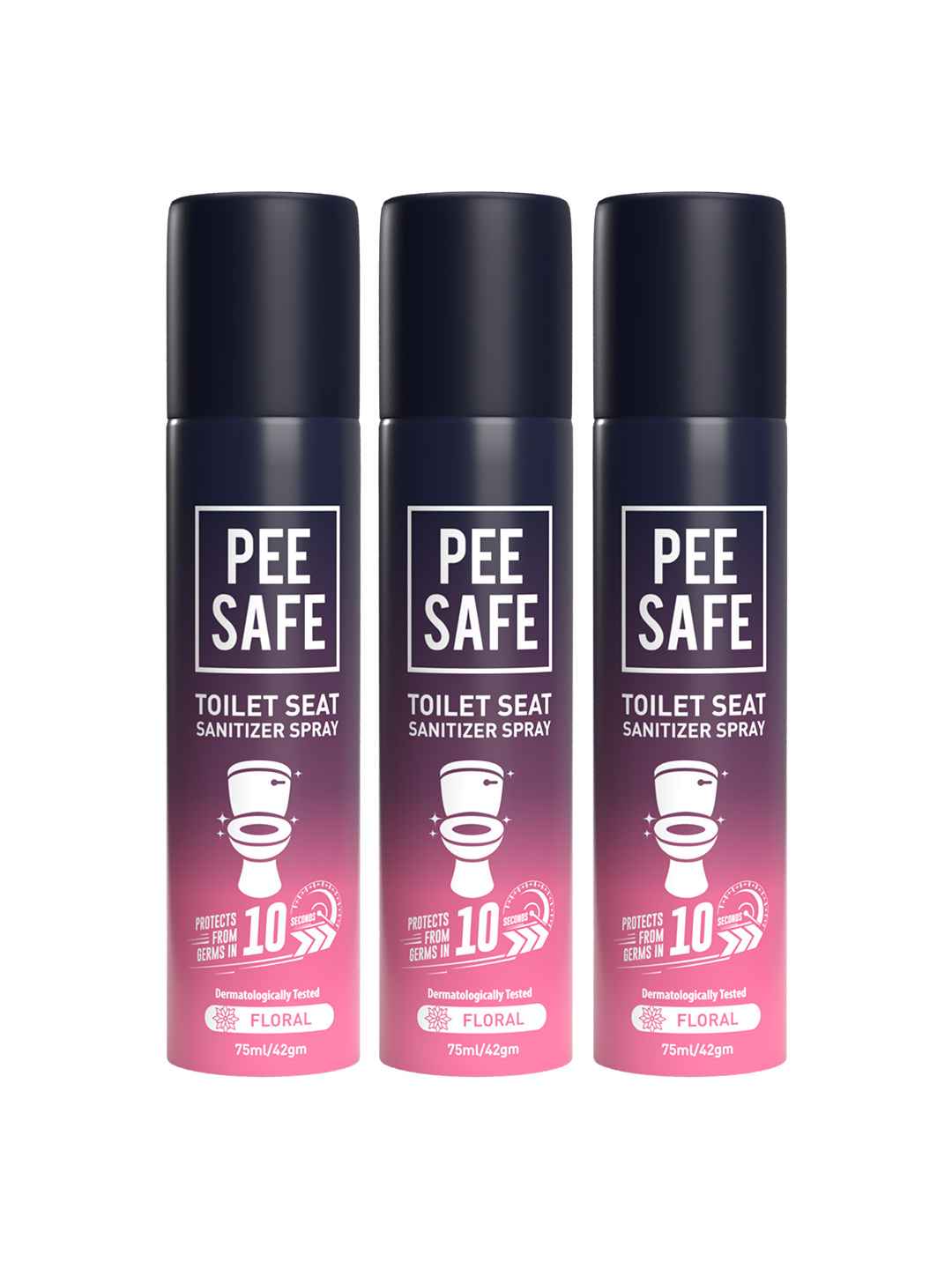 Buy PEESAFE Set Of 3 Toilet Seat Sanitizer Spray 75ml Each Floral ...