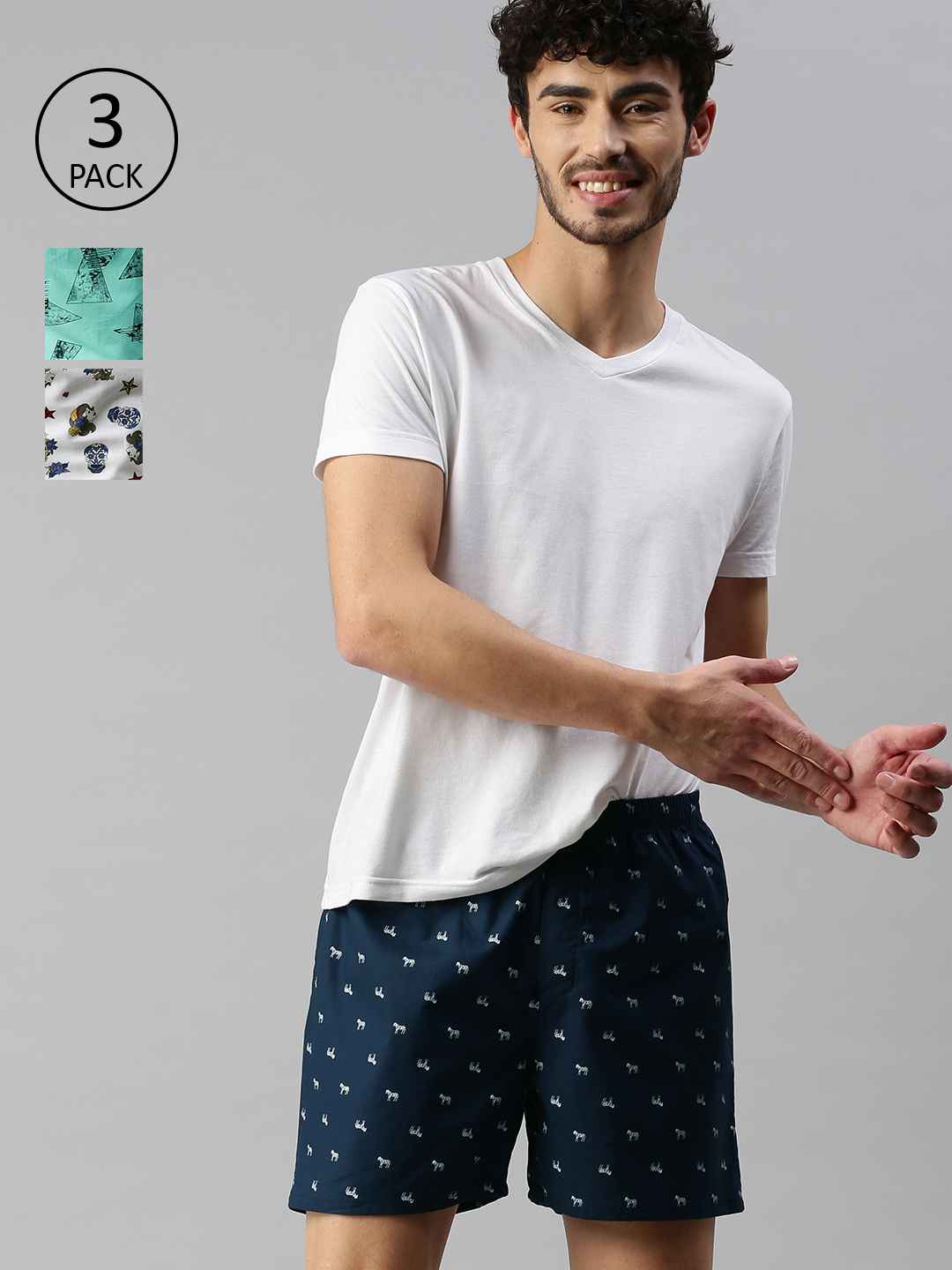 Buy Mast & Harbour Men Pack Of 3 Printed Boxers 03AK - Boxers for Men ...