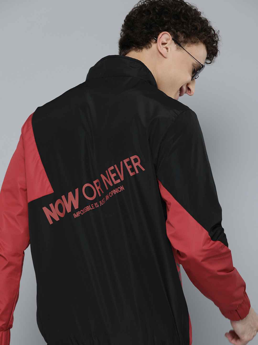 Buy HERE&NOW Men Black And Red Colourblocked Tailored Jacket - Jackets ...