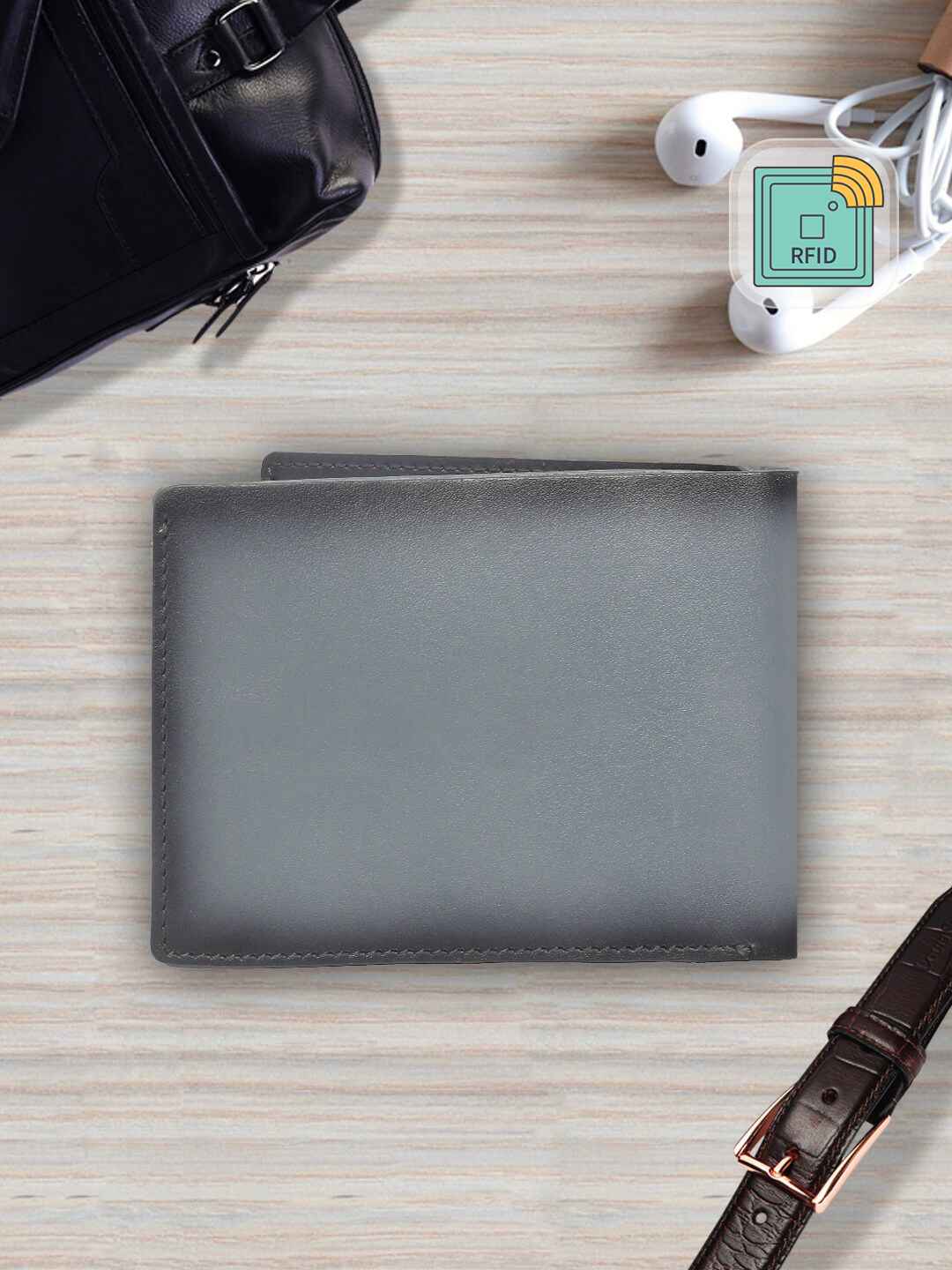 Buy LOUIS STITCH Men Grey Genuine Italian Leather RFID Card Holder ...