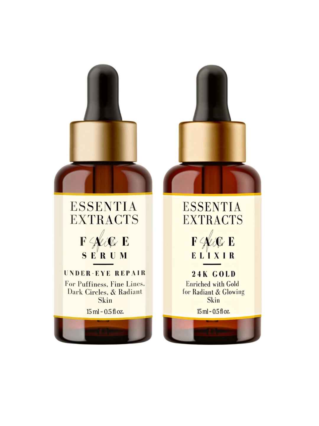 Buy ESSENTIA EXTRACTS Set Of Under Eye Repair Face Serum & 24K Gold Face Elixir 15 Ml Each ...
