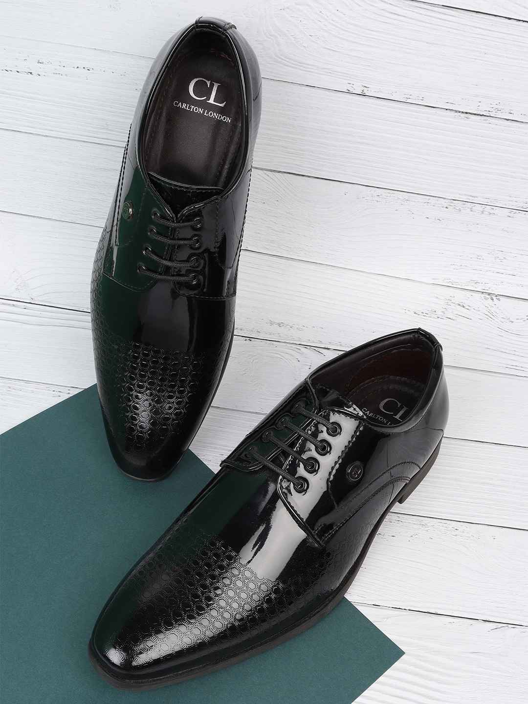 Buy Carlton London Men Black Solid Formal Leather Derbys - Formal Shoes ...
