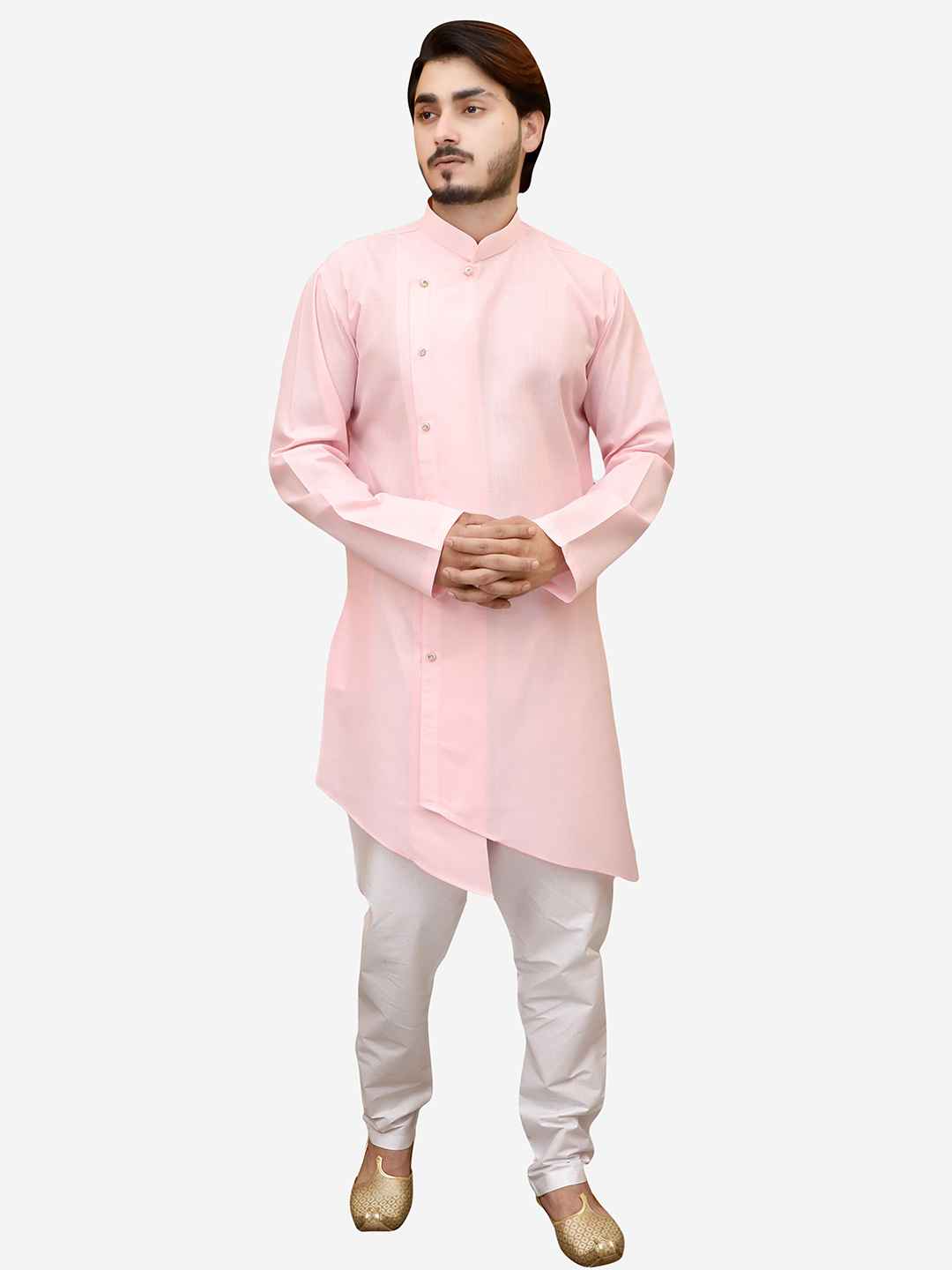 Buy Tibra Collection Men Pink Pure Cotton Kurti With Trousers - Kurta ...