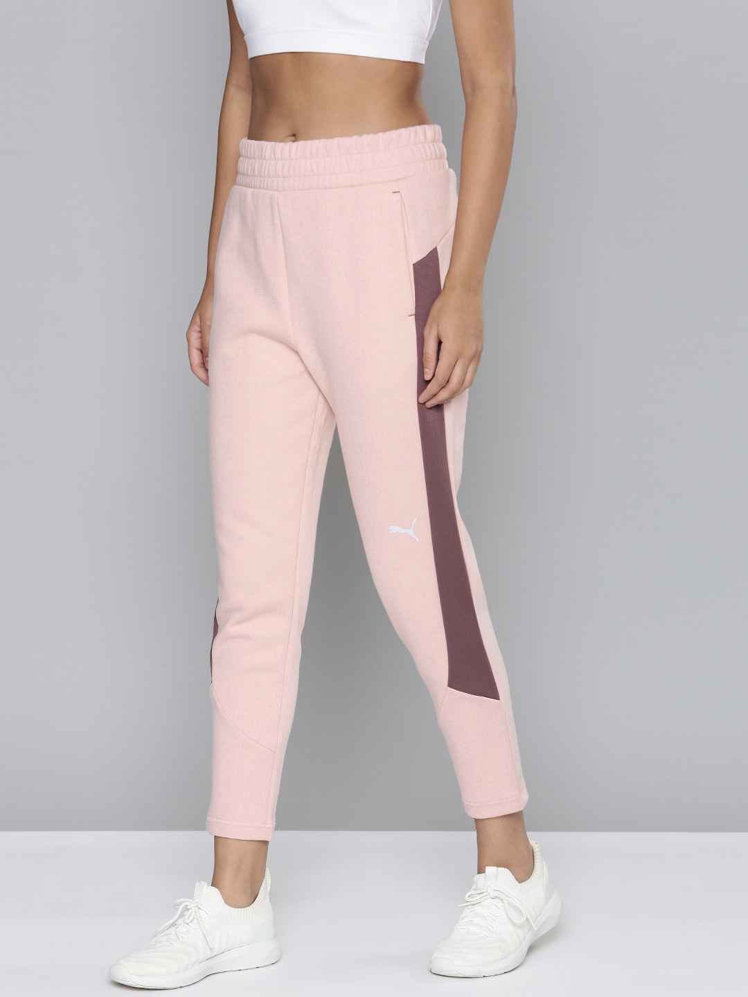 Buy Puma Women Pink Solid Evostripe High Waist DryCELL Track Pants With ...
