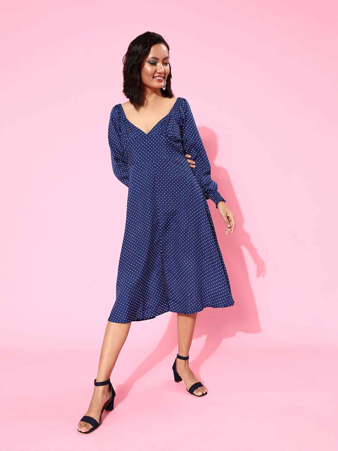 Buy The Vanca Blue & White Printed Midi Dress - Dresses for Women ...