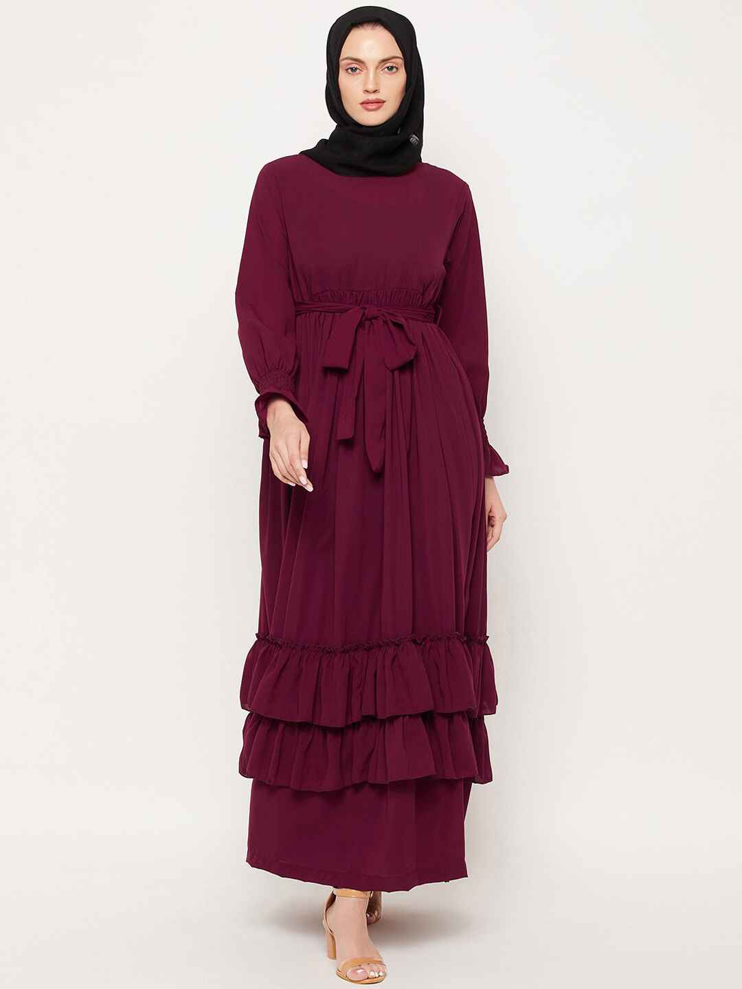 Buy NABIA Women Maroon Solid Abaya Burqas - Burqas for Women 19609326 ...