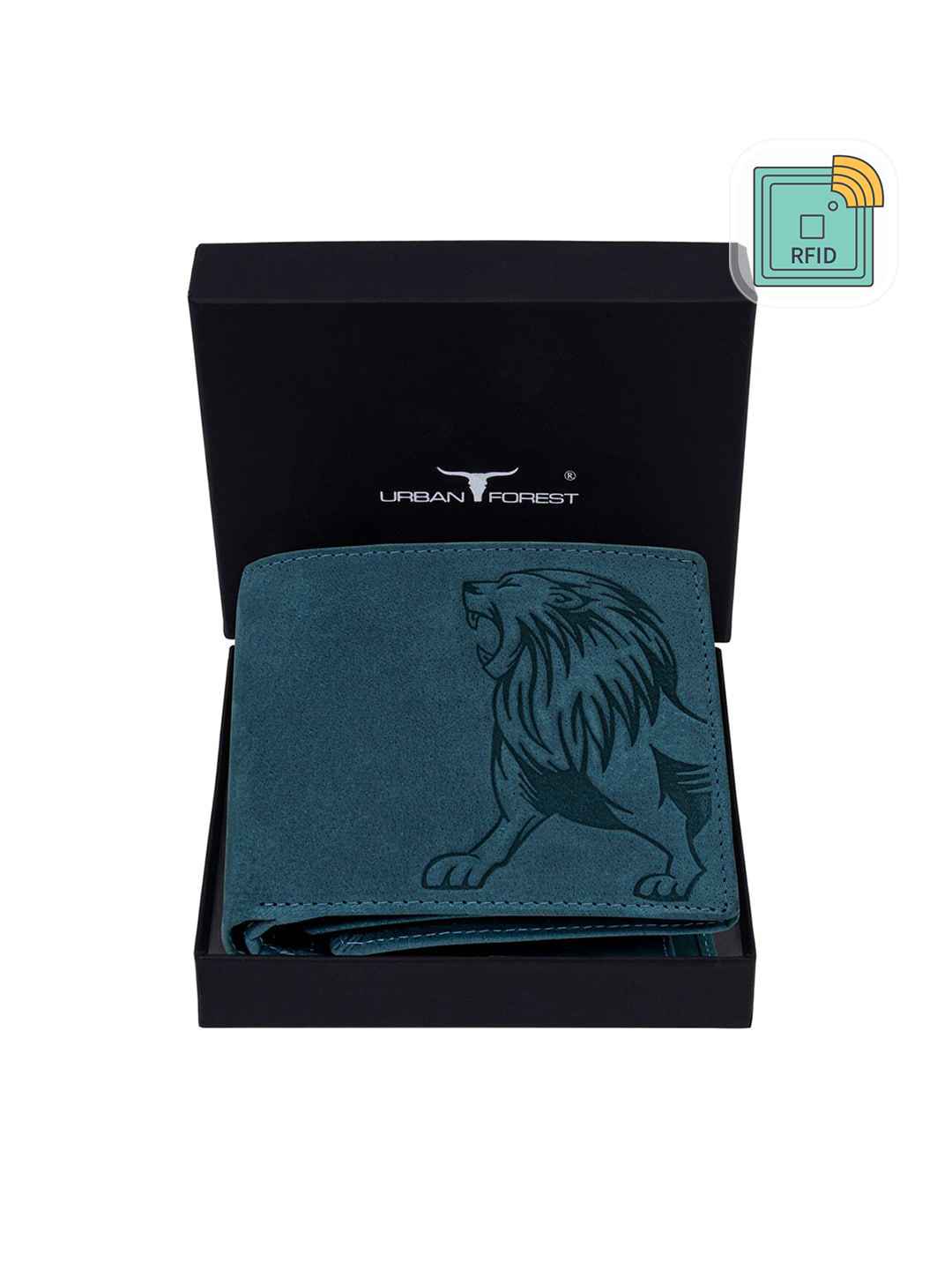 Buy URBAN FOREST Men Blue Animal Printed Leather Two Fold Wallet ...