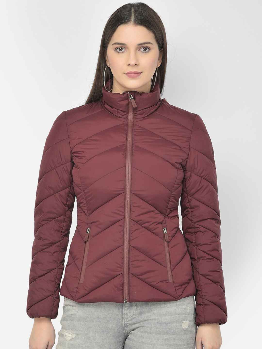 Buy Woods Women Maroon Puffer Jacket - Jackets for Women 20212468 | Myntra