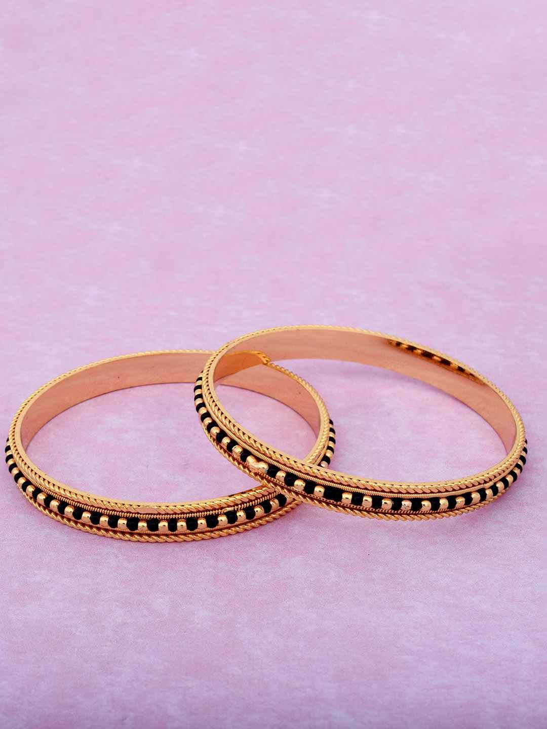Buy MEMOIR Set Of 2 Gold Plated Beaded Mangalsutra Matching Bangle Set ...