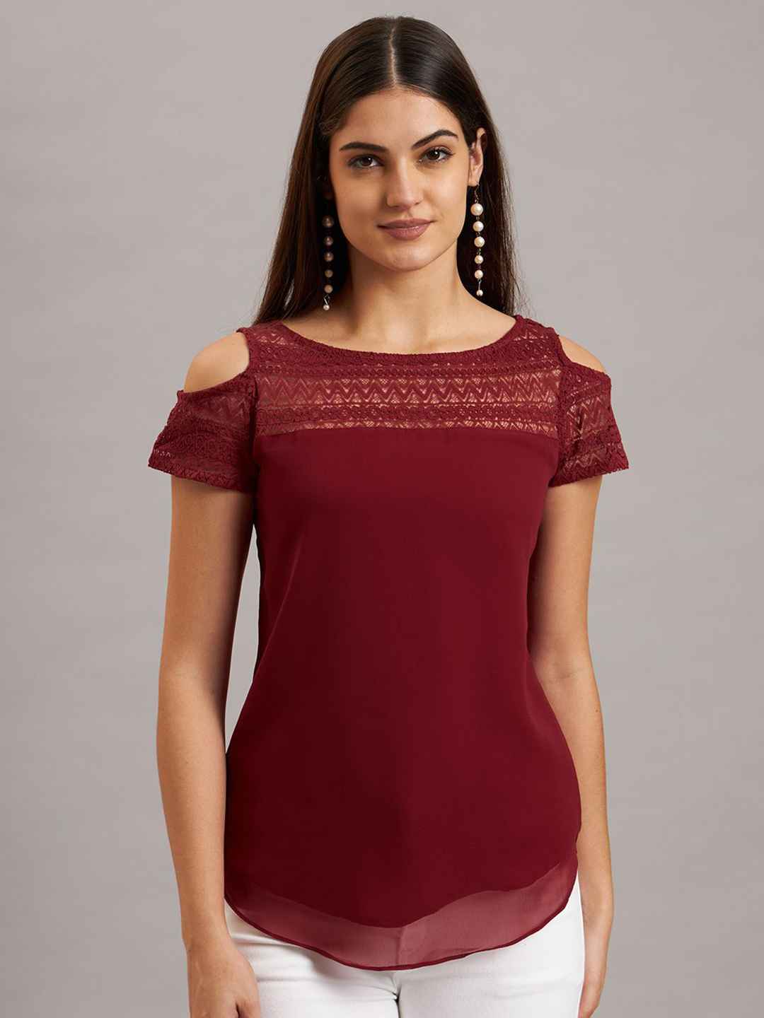 Buy Eavan Women Self Design Lace Up A Line Top - Tops for Women ...