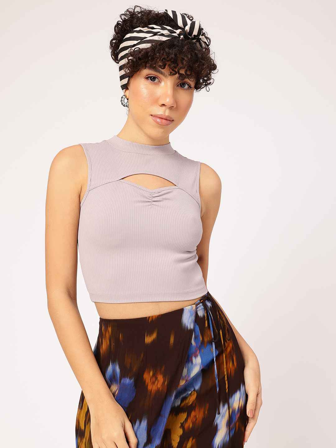 Buy DressBerry Gathered Cut Out Ribbed Crop Top - Tops for Women ...