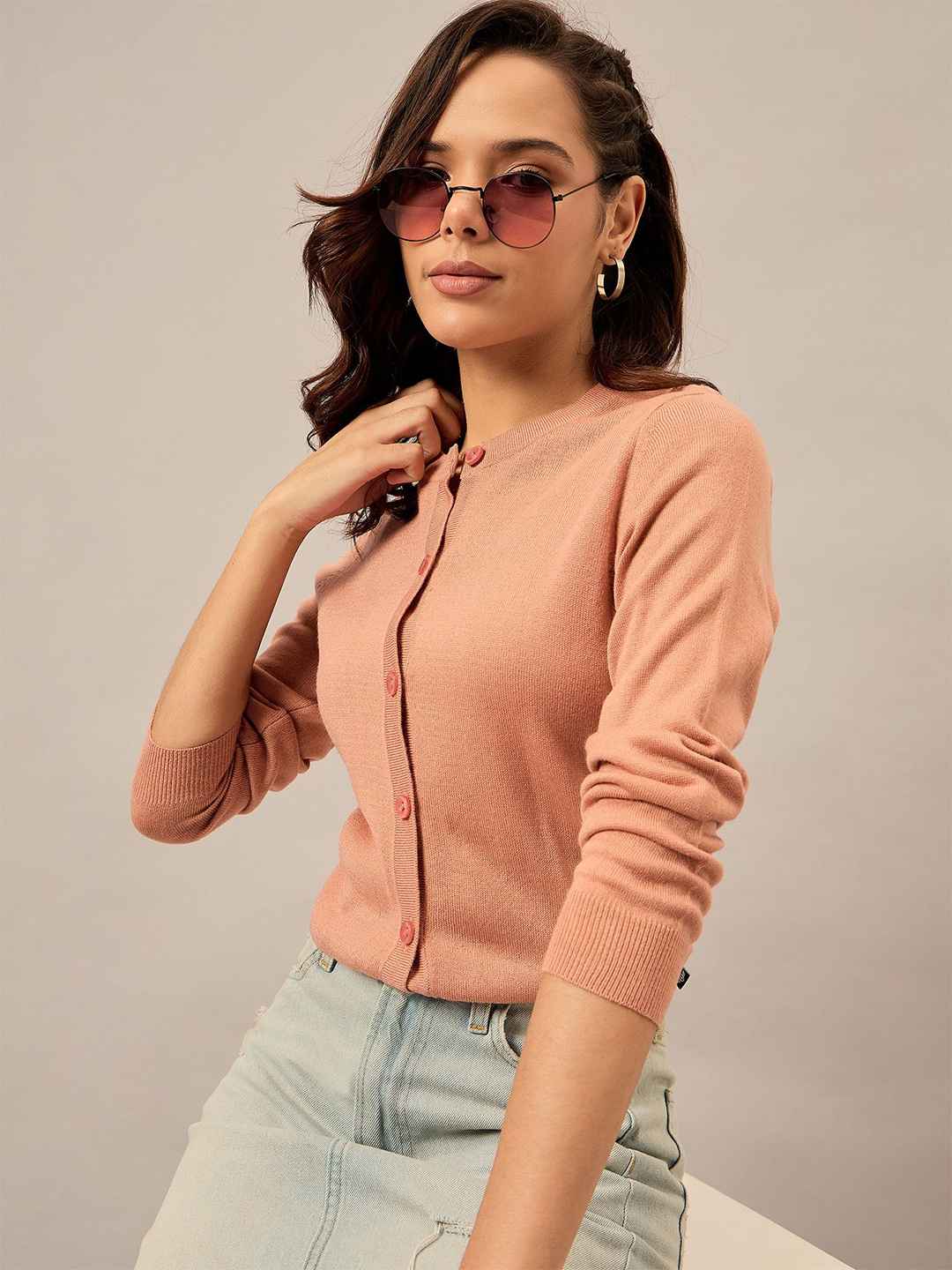 Buy The Roadster Lifestyle Co. Women Ribbed Self Design Henley Neck ...