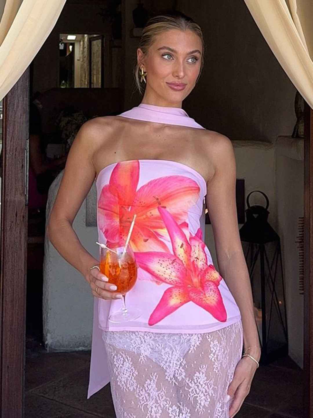 Buy StyleCast X Revolte Women Floral Print Scarf Neck Tube Top - Tops ...