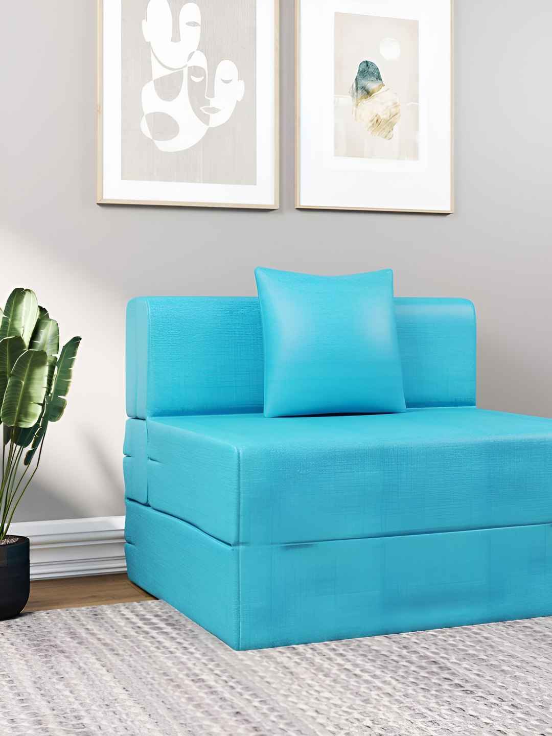 Buy Torque Turquoise Blue Messi Flipper Single Seater Foldable Sofa Cum ...
