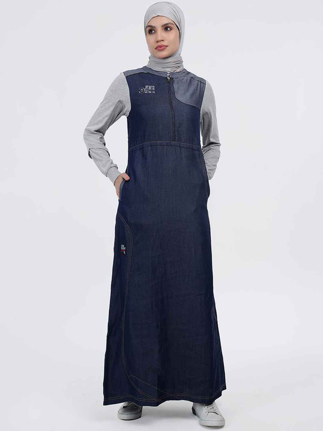 Buy IDH London Colourblocked Denim Burqa - Burqas for Women 36142872 ...