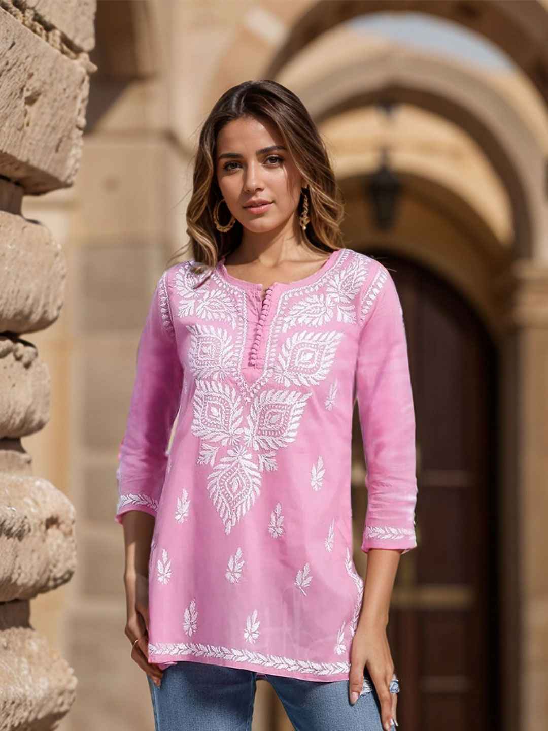 Buy Sitaram Designer Ethnic Motifs Embroidered Chikankari Straight Kurti - Kurtis for Women ...