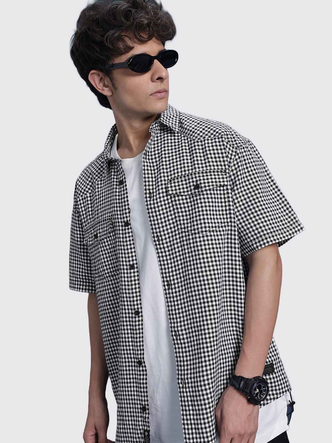 Buy The Roadster Life Co. Pure Cotton Checked Drop Shoulder Sleeves Relaxed Fit Casual Shirt ...