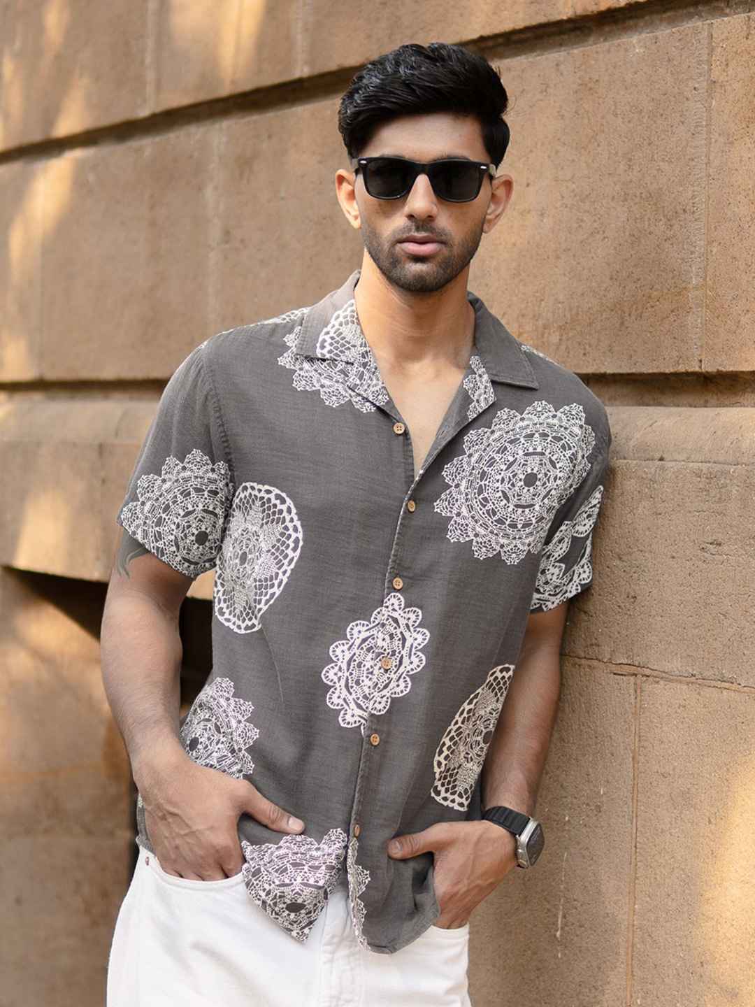 Buy Powerlook Men Grey Mandala Printed Shirt Shirts For Men 33976585