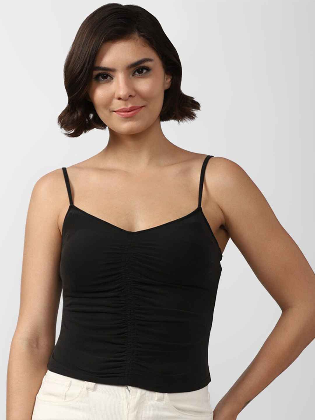 Buy FOREVER 21 Black Shoulder Strap Top - Tops for Women 20306026 | Myntra