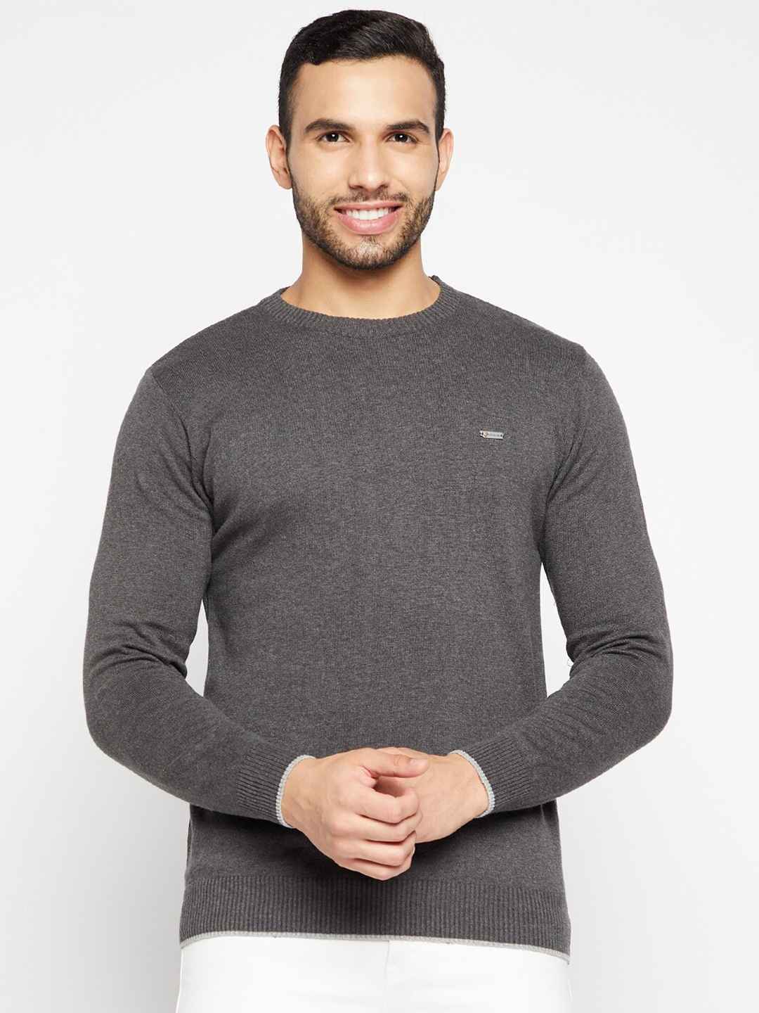Buy Duke Men Grey Solid Long Sleeves Pullover - Sweaters for Men ...