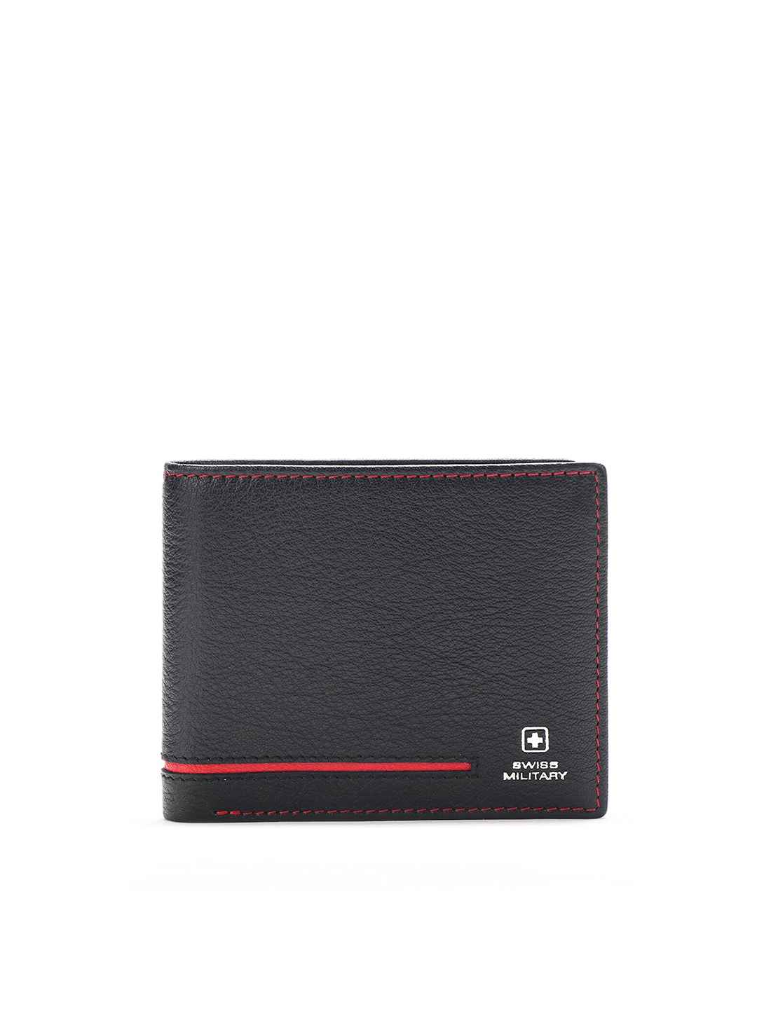 Buy SWISS MILITARY Men Black & Red Leather Two Fold Wallet - Wallets ...
