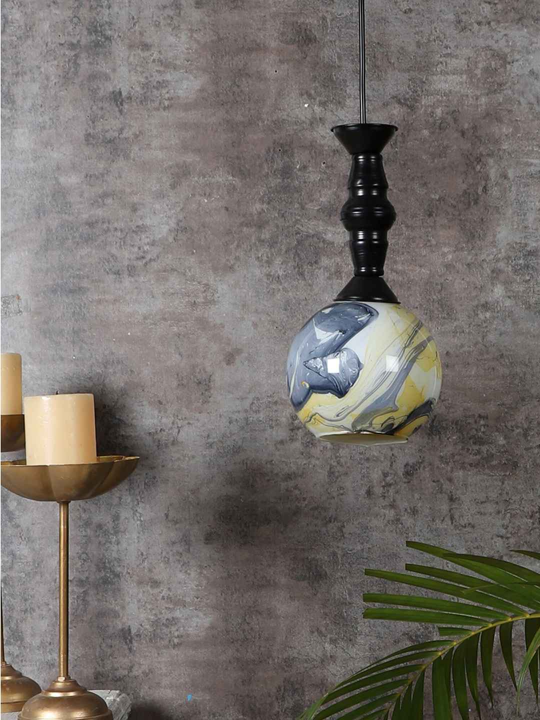 Buy MFD HOME FURNISHING Black 3DCutdoom Textured Ceiling Lamp - Ceiling ...