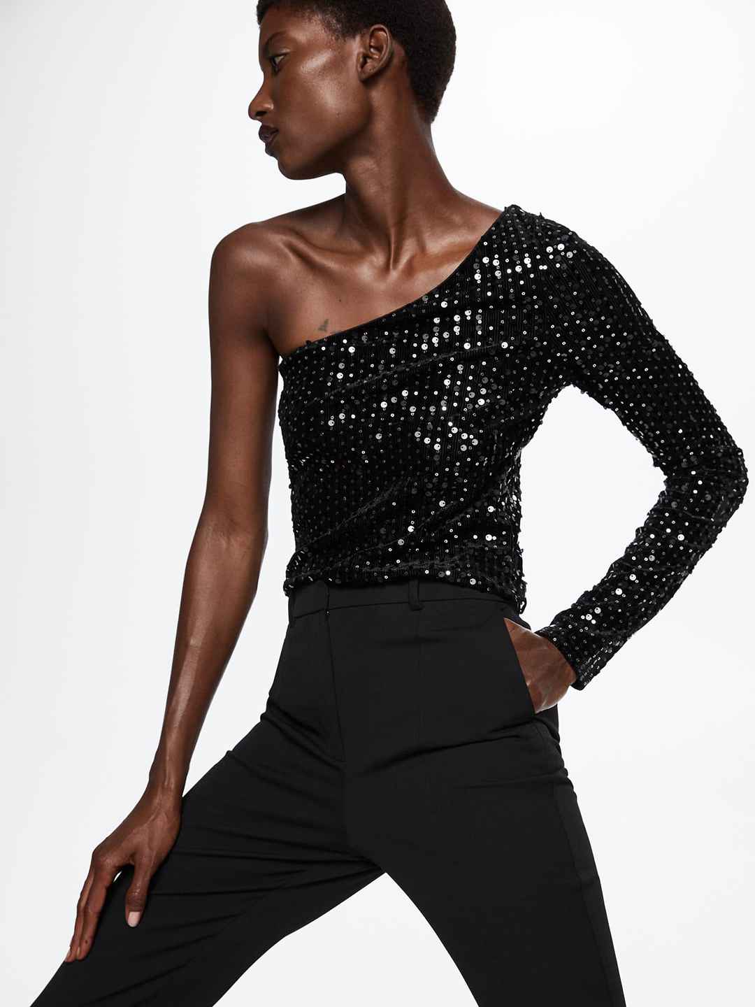 Buy MANGO Sequined One Shoulder Top - Tops for Women 21198238 | Myntra