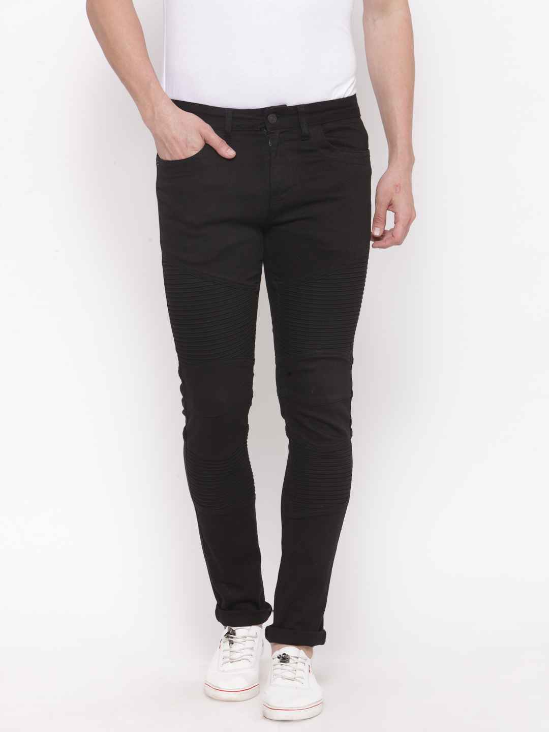 Buy FOREVER 21 Men Black Regular Fit Mid Rise Clean Look Stretchable ...