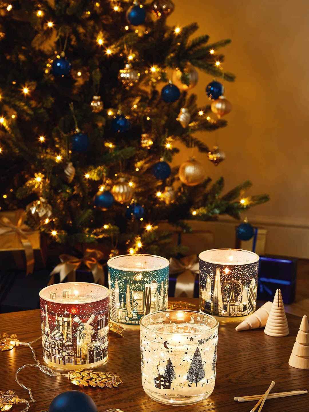 Buy Marks & Spencer Blue & White Printed Destination Scented Candle ...