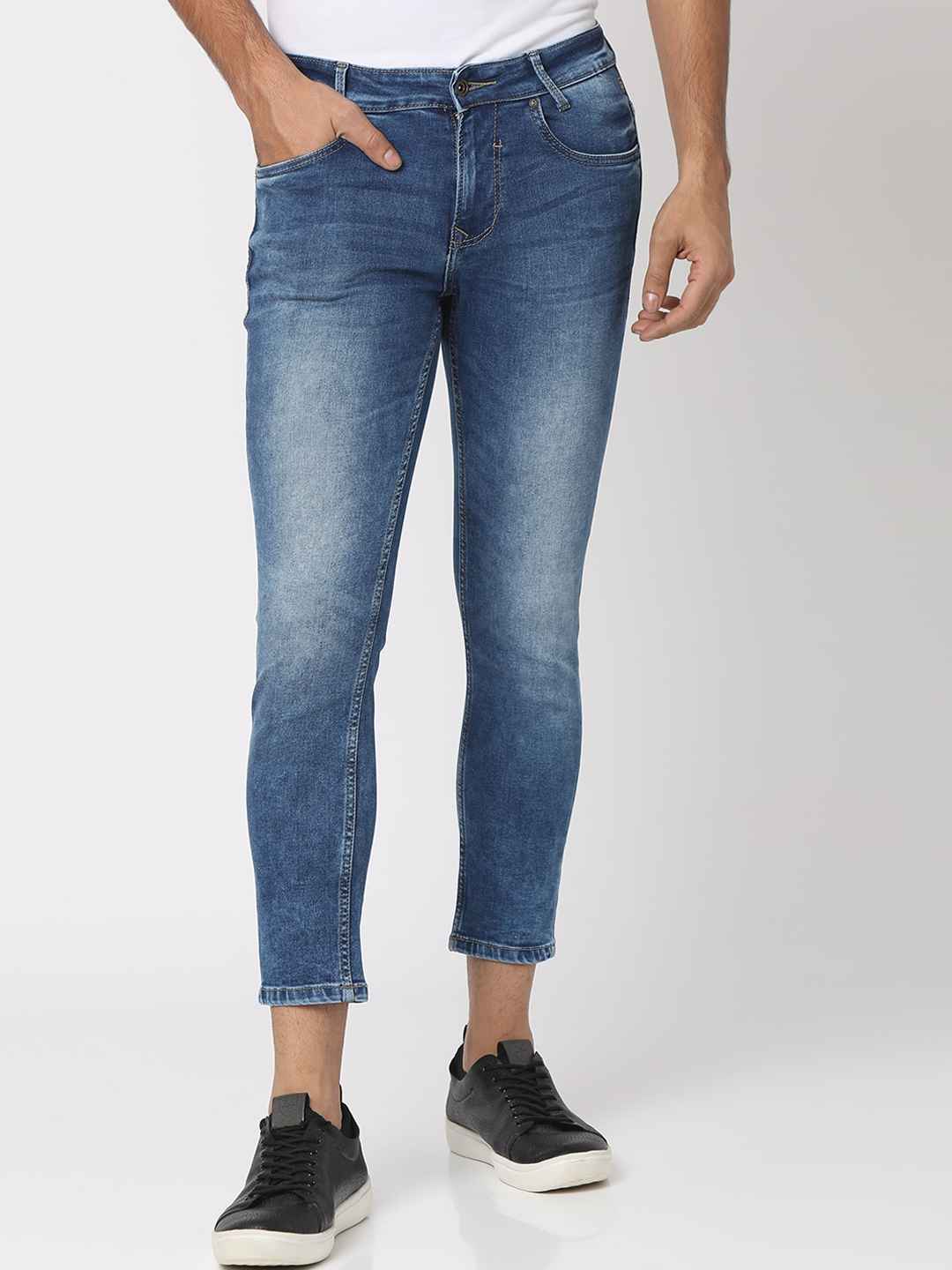 Buy Mufti Men Slim Fit Heavy Fade Stretchable Jeans - Jeans for Men ...