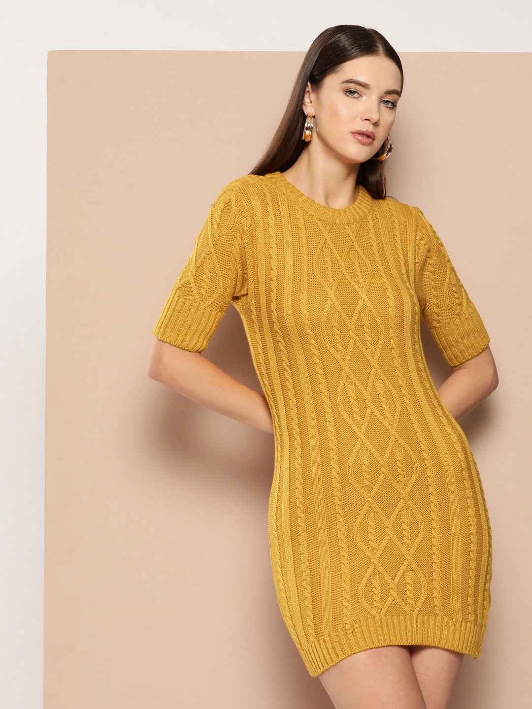 Buy Chemistry Cable Knit Acrylic Sweater Dress - Dresses for Women ...