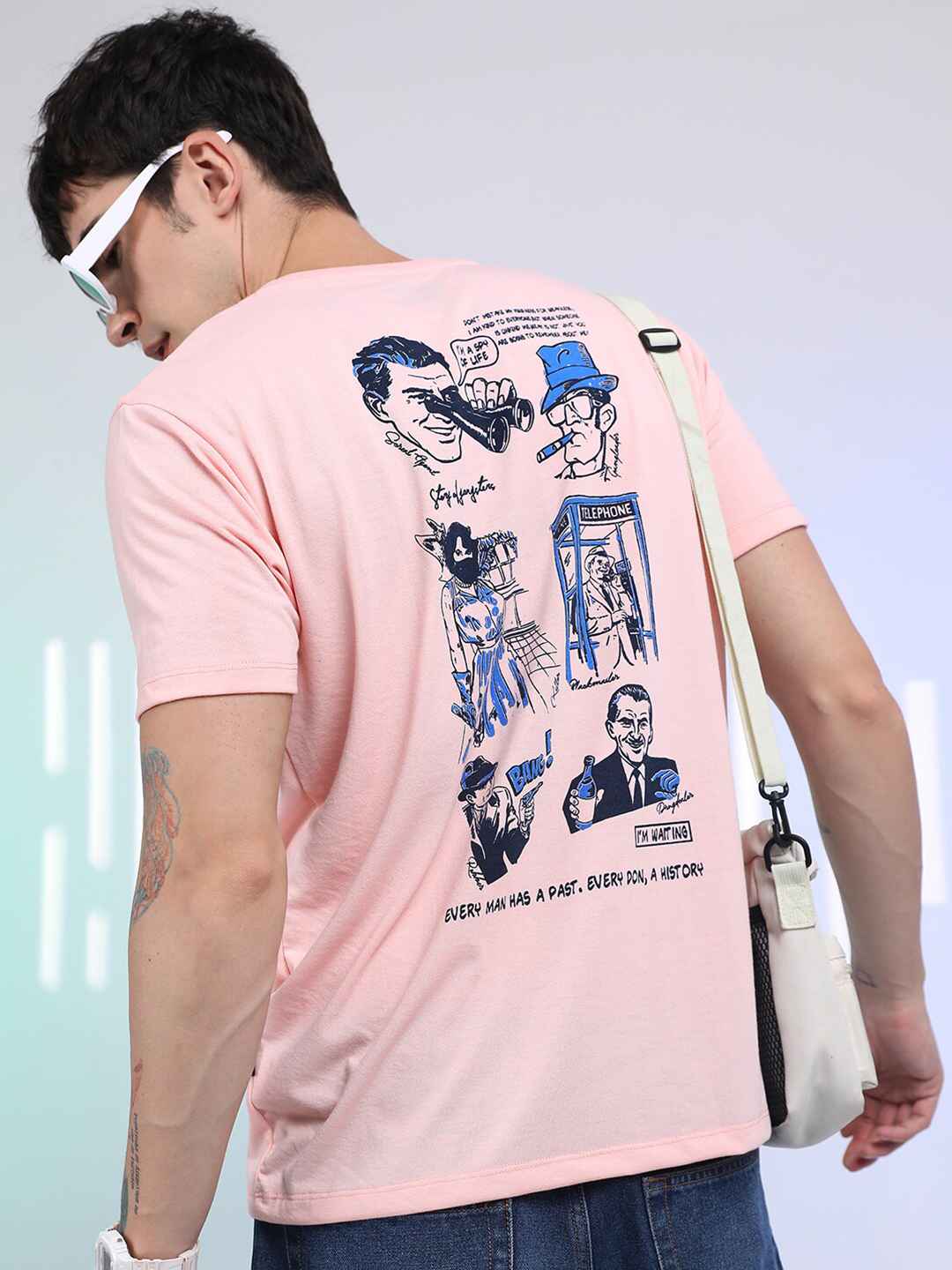 Buy HIGHLANDER Pink Graphic Printed Round Neck Relaxed Fit T Shirt ...