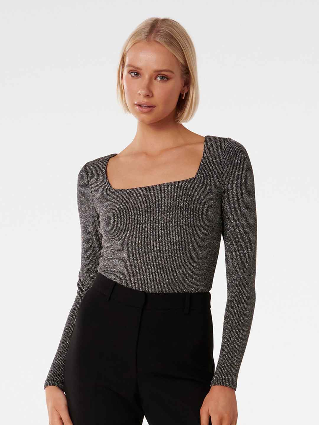 Buy Forever New Self Designed Square Neck Fitted Top - Tops for Women ...