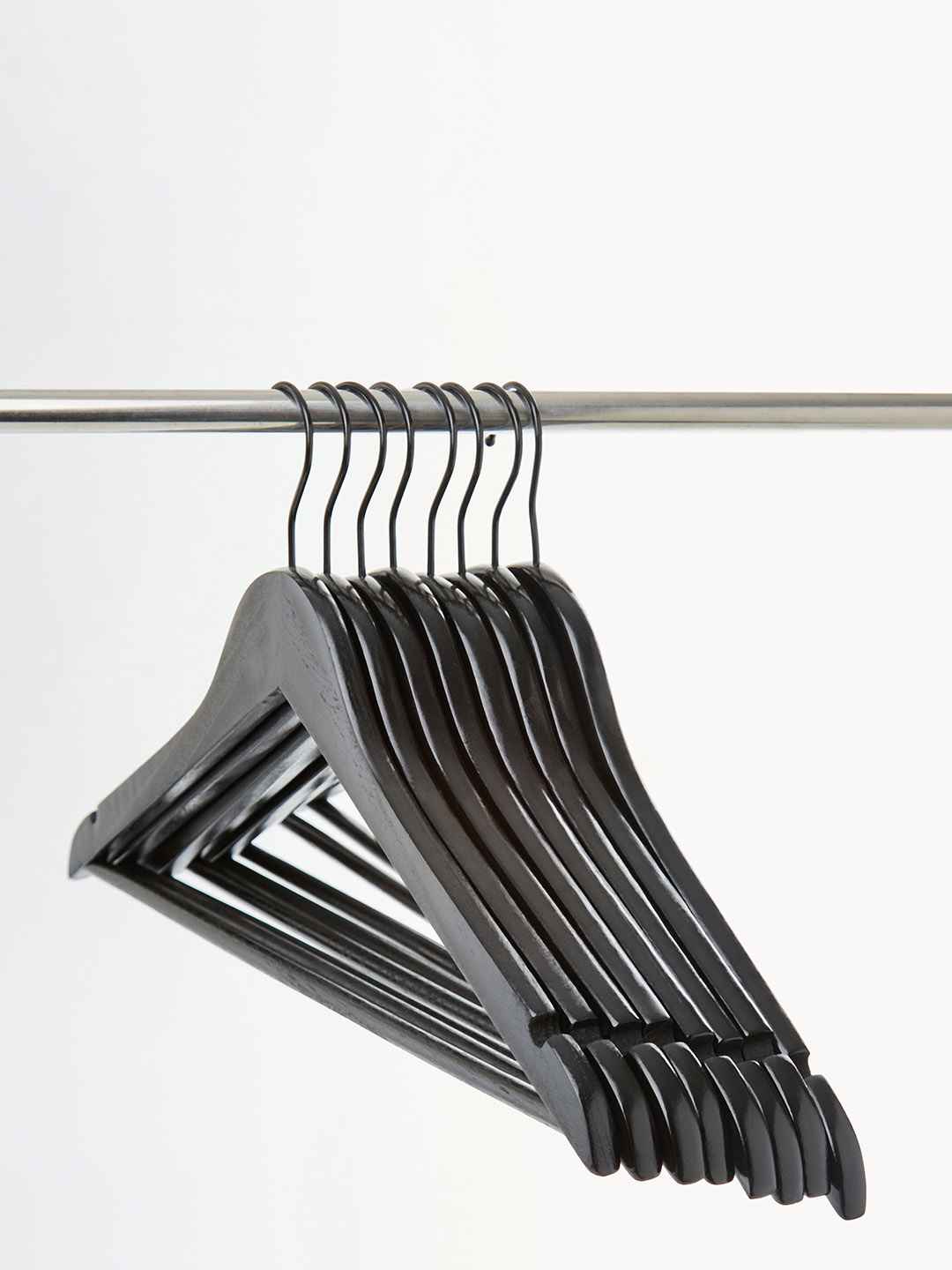 Buy Home Centre Pacific Winston Black 8 Pieces Wooden Hangers - Hanger ...